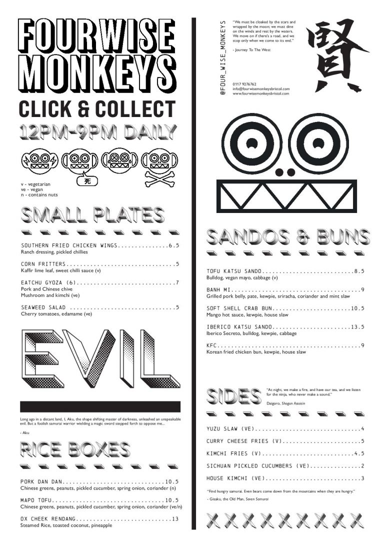 Click and Collect Takeaway from Four Wise Monkeys - Four Wise Monkeys Click and Collect Takeaway from Four Wise Monkeys - Four Wise Monkeys